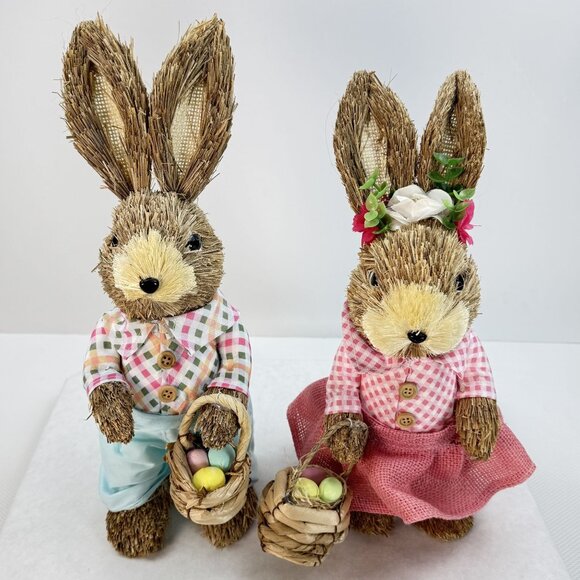 Hobby Lobby | Holiday | Hobby Lobby Straw Easter Bunny Couple Figurines ...